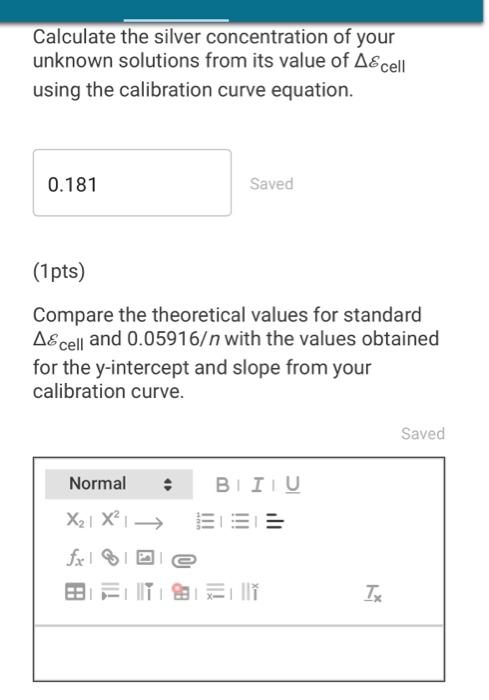 (0.5pts) Record the cell potential for the unknown | Chegg.com