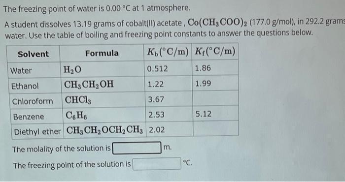 Solved The freezing point of benzene, C6H6, is 5.500∘C at 1 | Chegg.com
