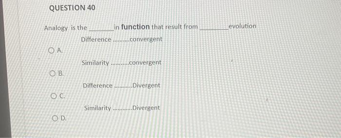 Solved Analogy is the in function that result from evolution | Chegg.com