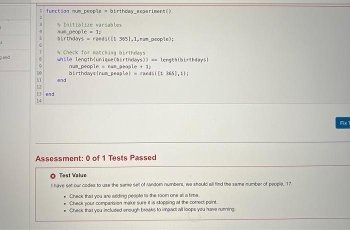Assessment: 0 of 1 Tests Passed ( Test Value I have | Chegg.com