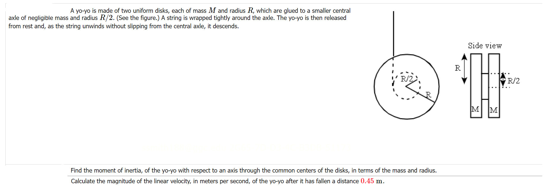 Solved A yo-yo is made of two uniform disks, each of mass M | Chegg.com