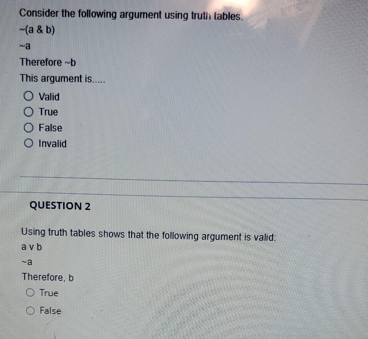 Consider the following argument using truth tables. | Chegg.com