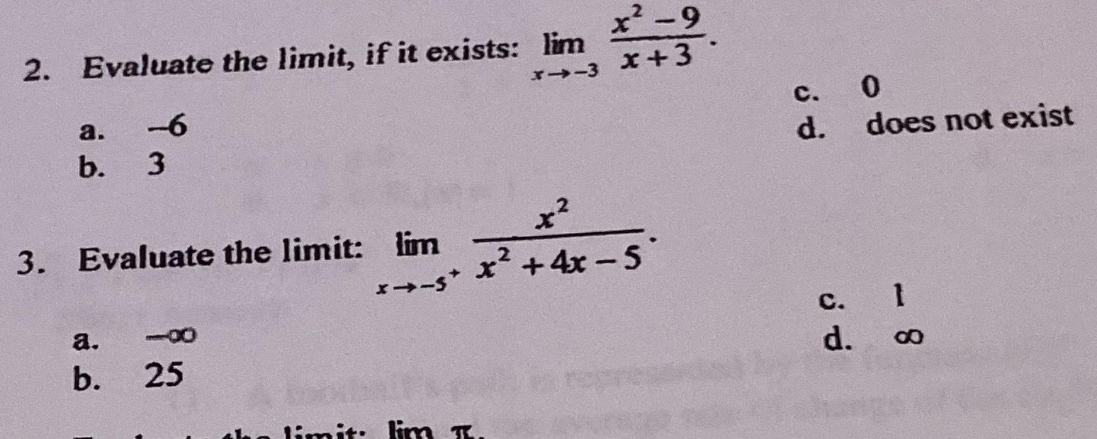 Solved Evaluate the limit, ﻿if it exists: | Chegg.com