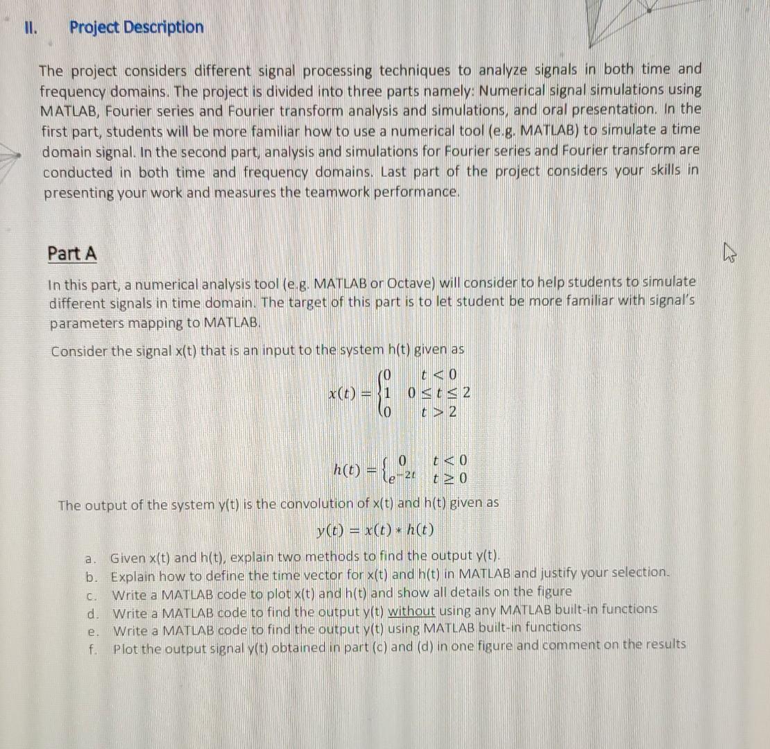 Solved The project considers different signal processing | Chegg.com