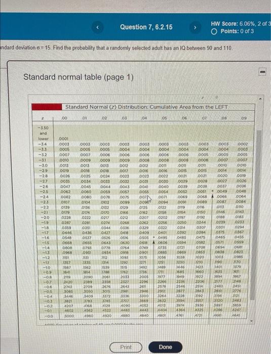 Solved HW Score: = Homework: Section 6-2 Assignment Question | Chegg.com