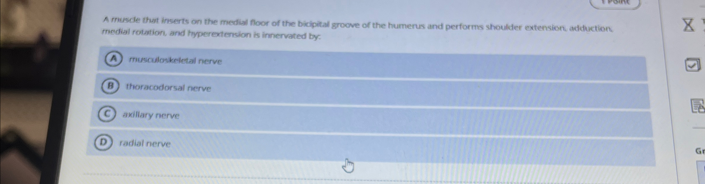 Solved A muscle that inserts on the medial floor of the | Chegg.com