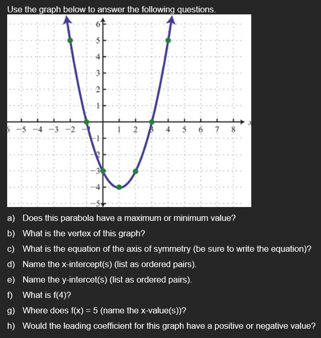Solved a) ﻿Does this parabola have a maximum or minimum | Chegg.com