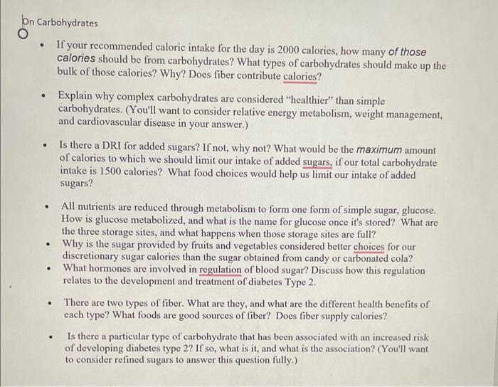 Solved - If your recommended caloric intake for the day is | Chegg.com