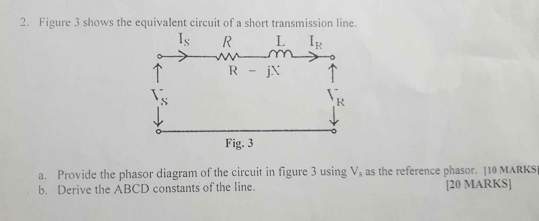 Solved 2. Figure 3 shows the equivalent circuit of a short | Chegg.com