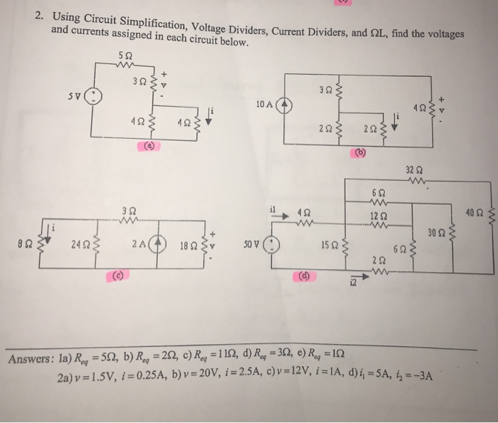 Solved Using Circuit Sumplification, Voltage Dividers, | Chegg.com