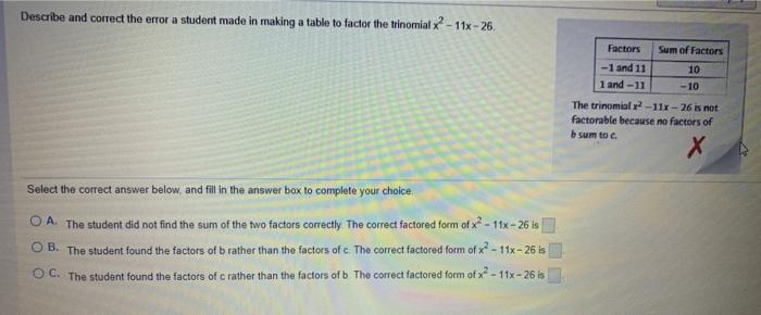 Solved Describe and correct the error a student made in | Chegg.com