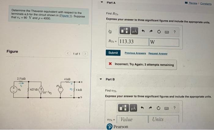 Solved Determine the Thevenin equivalent with respect to the | Chegg.com