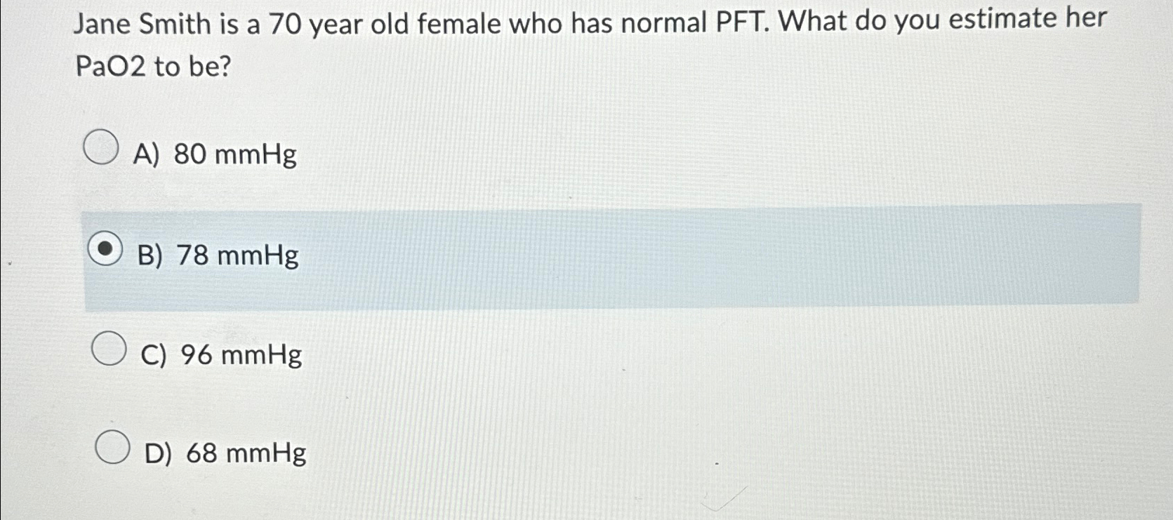 Jane Smith is a 70 ﻿year old female who has normal | Chegg.com