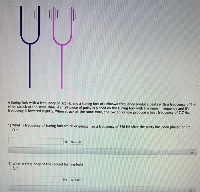 Solved A tuning fork with a frequency of 326 Hz and a tuning | Chegg.com