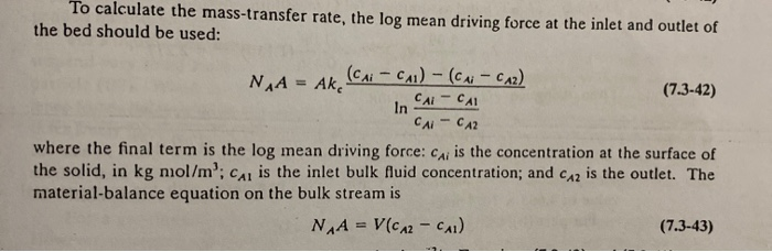 Solved 737 Mass Transfer From A Pipe And Log Mean Driving