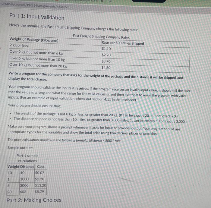 Solved Part 1: Input Validation Here's the premise: the Fast | Chegg.com