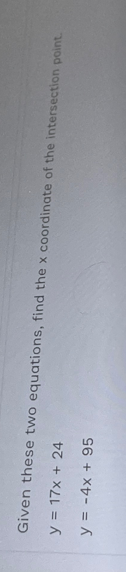 Solved Given these two equations, find the x ﻿coordinate of | Chegg.com