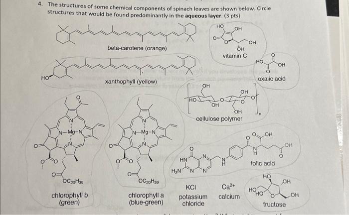 Solved 4. The structures of some chemical components of | Chegg.com
