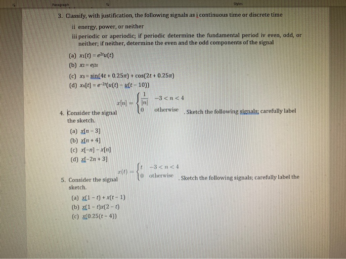Solved Paragraph Styles 3. Classify, with justification, the | Chegg.com