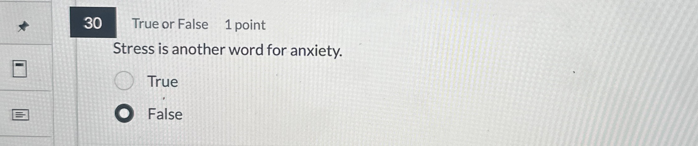 Solved 30 ﻿True or False 1 ﻿pointStress is another word for | Chegg.com
