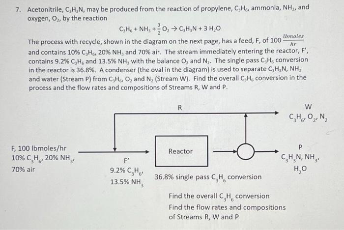 7. Acetonitrile, C3H3 N, may be produced from the | Chegg.com