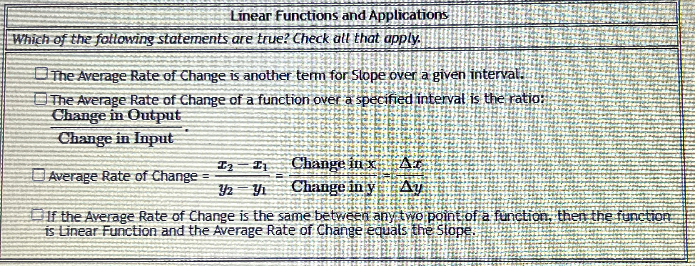 Solved \table[[q, ﻿Linear Functions and Applications],[Which | Chegg.com