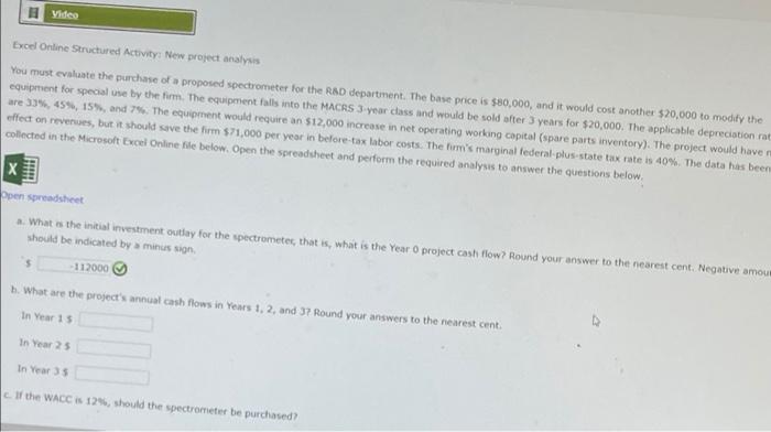 Solved idee Excel Online Structured Activity: New project | Chegg.com