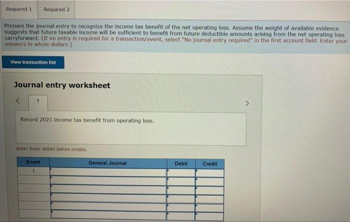 Solved Exercise 16−23 (Algo) Net operating loss carryforward | Chegg.com