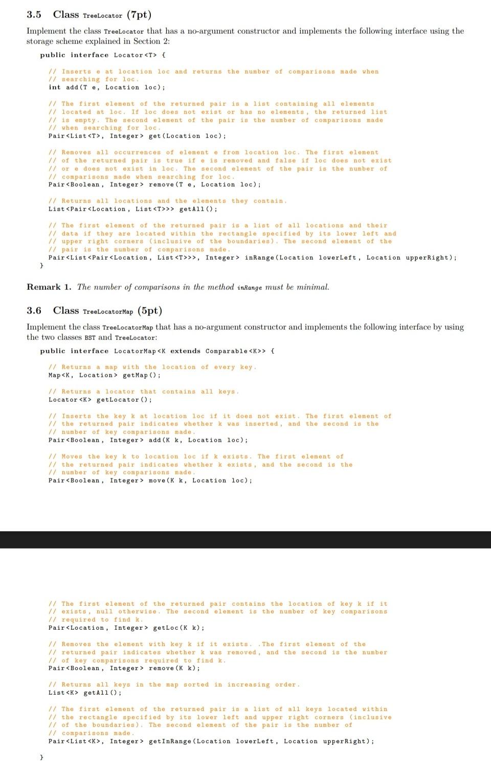 I want the solution for inRange method in TreeLocater | Chegg.com