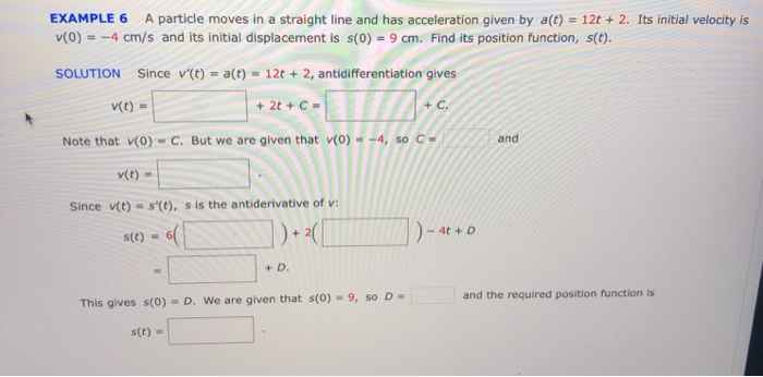 Solved EXAMPLE 6 A particle moves in a straight line and has | Chegg.com