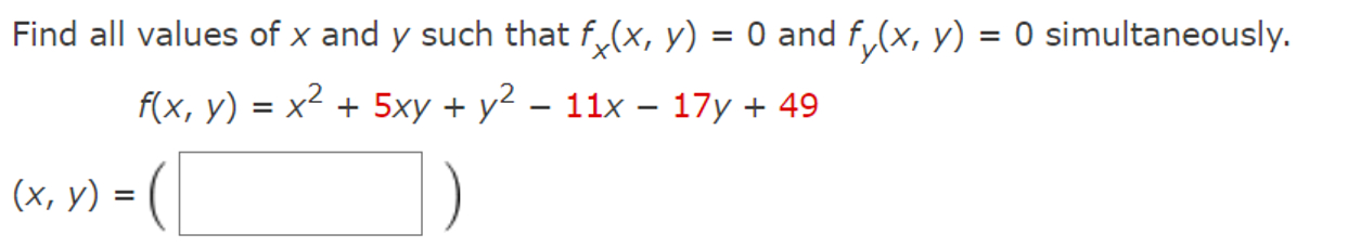 Solved Find All Values Of X and Y such That Fx X Y 0 and