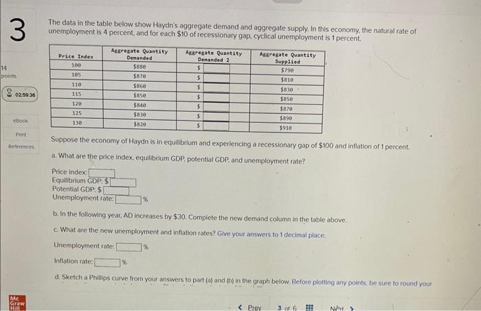 Solved The data in the table below show Haydn's aggregate | Chegg.com