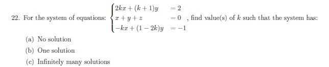 Solved For the system of equations | Chegg.com