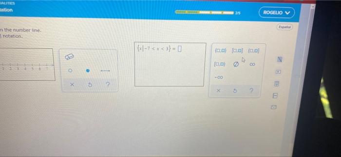 Solved ion the number line. notation. 10 O . X G 1 e (x-7 | Chegg.com