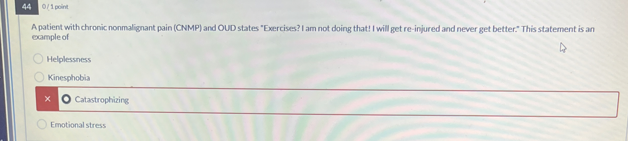 Solved 4401 ﻿pointA patient with chronic nonmalignant pain | Chegg.com