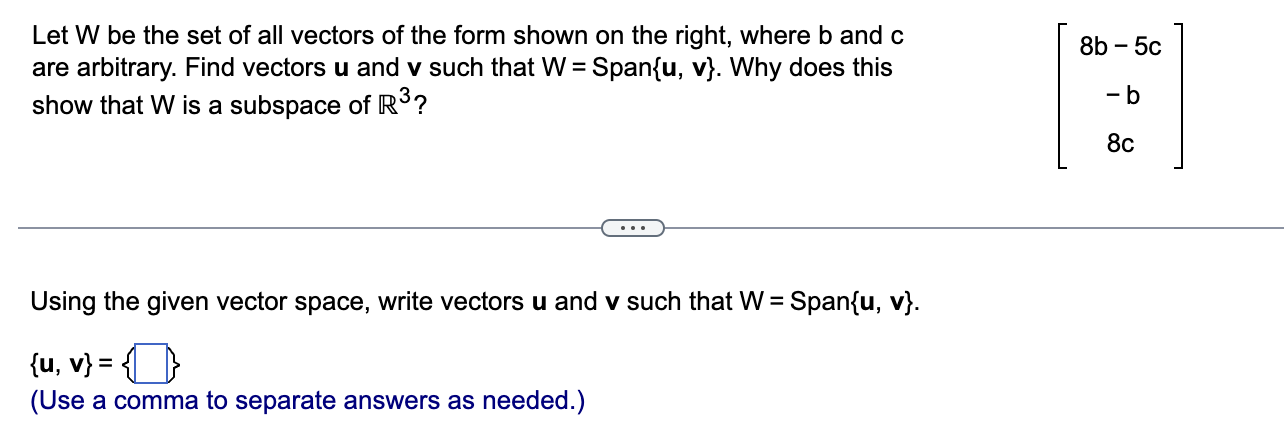 Solved Let W ﻿be the set of all vectors of the form shown on | Chegg.com