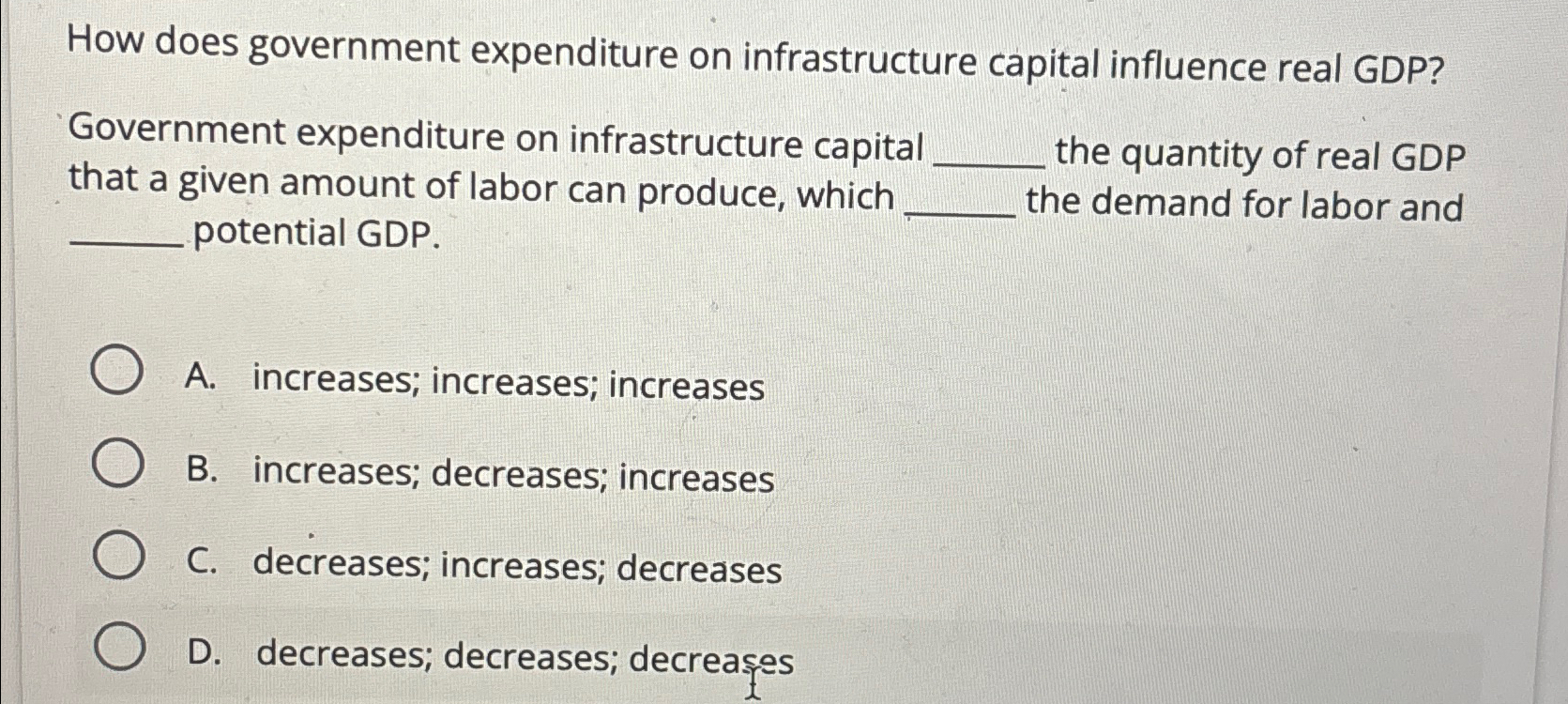 Solved How does government expenditure on infrastructure | Chegg.com