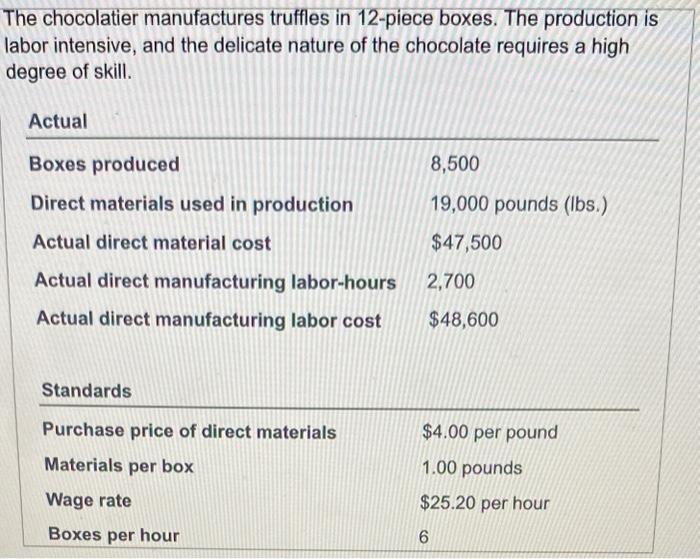 The chocolatier manufactures truffles in 12-piece | Chegg.com