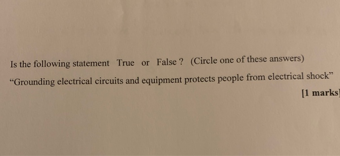 Solved Is the following statement True or False ? (Circle | Chegg.com