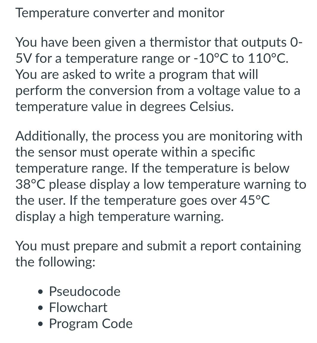 Solved Temperature converter and monitor You have been given | Chegg.com
