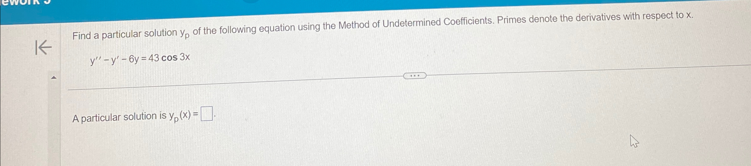 Solved Find a particular solution yp ﻿of the following | Chegg.com