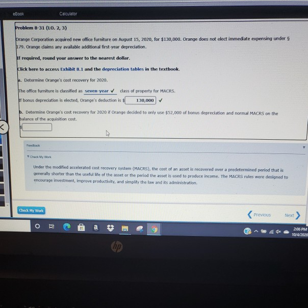 Solved eBook Calculator Problem 8-31 (LO. 2, 3) Orange | Chegg.com