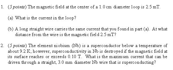 Solved ( 5 ﻿points) ﻿The magnetic field at the center of a | Chegg.com