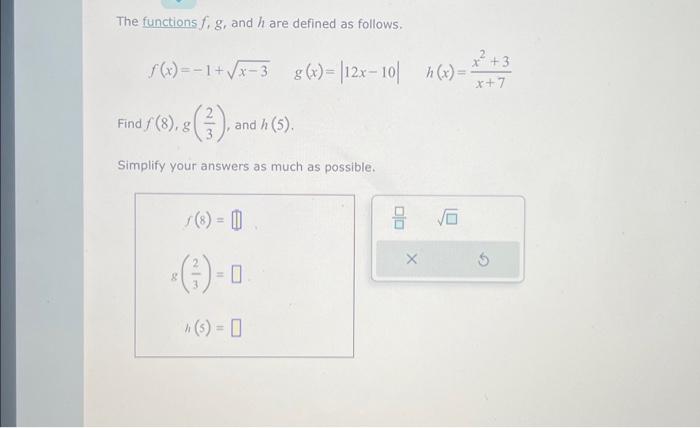 Solved The functions f,g, and h are defined as follows. | Chegg.com
