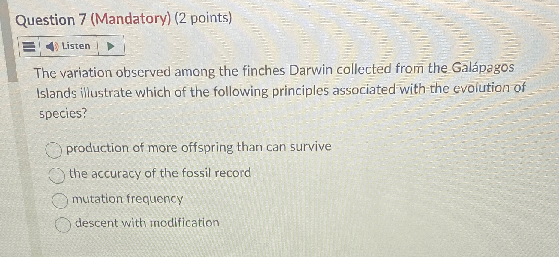 Solved Question 7 (Mandatory) (2 ﻿points)ListenThe variation | Chegg.com