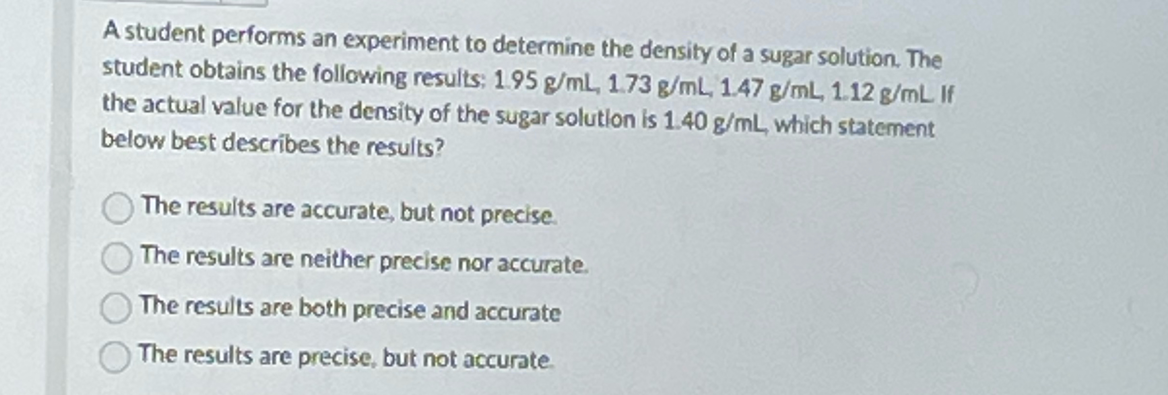 Solved A student performs an experiment to determine the | Chegg.com