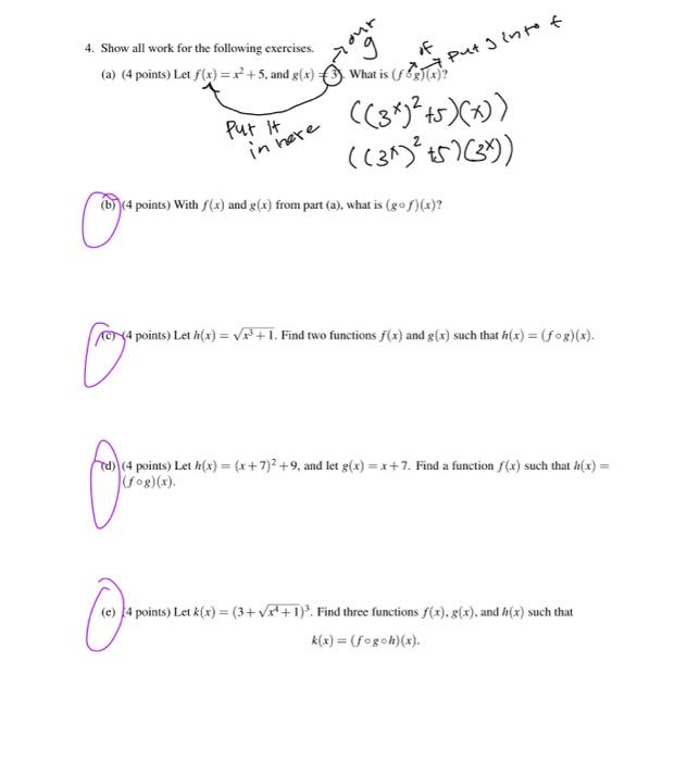 Solved 4. Show all work for the following exercises. (a) (4 | Chegg.com
