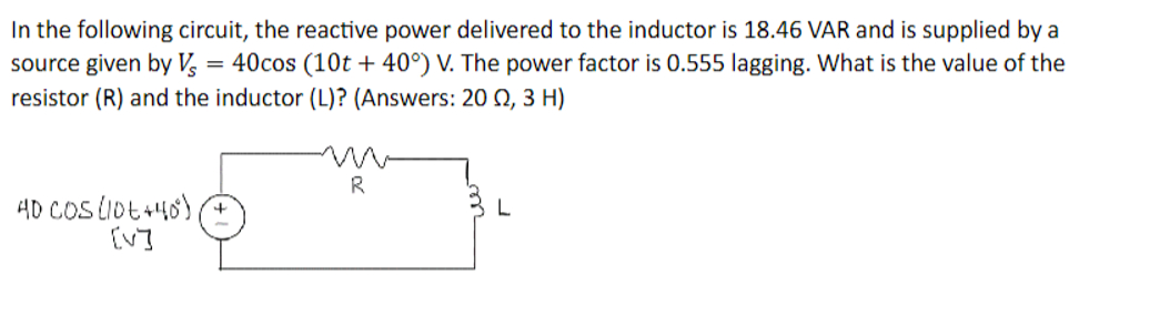Solved In the following circuit, the reactive power | Chegg.com