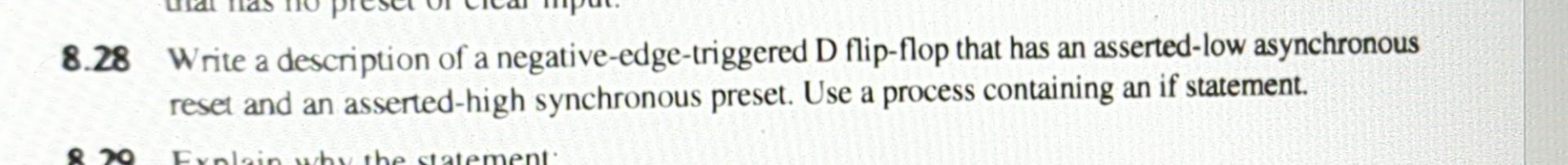 Solved 8.28 Write a description of a negative-edge-triggered | Chegg.com
