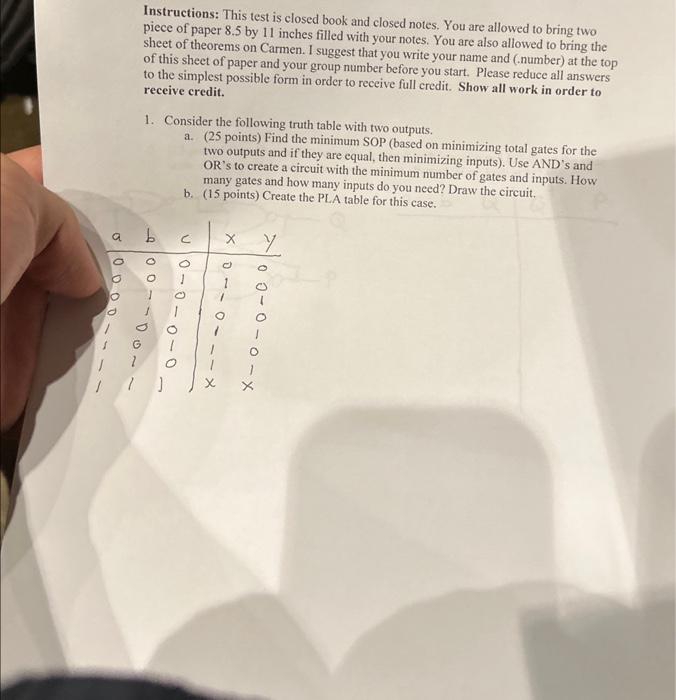 Solved Instructions: This test is closed book and closed | Chegg.com